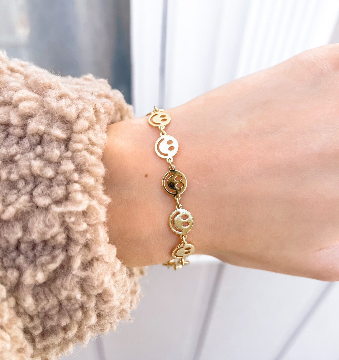 Smiley Face Bracelet | Smiley Face Chain Bracelet,gold Plated Smiley ...