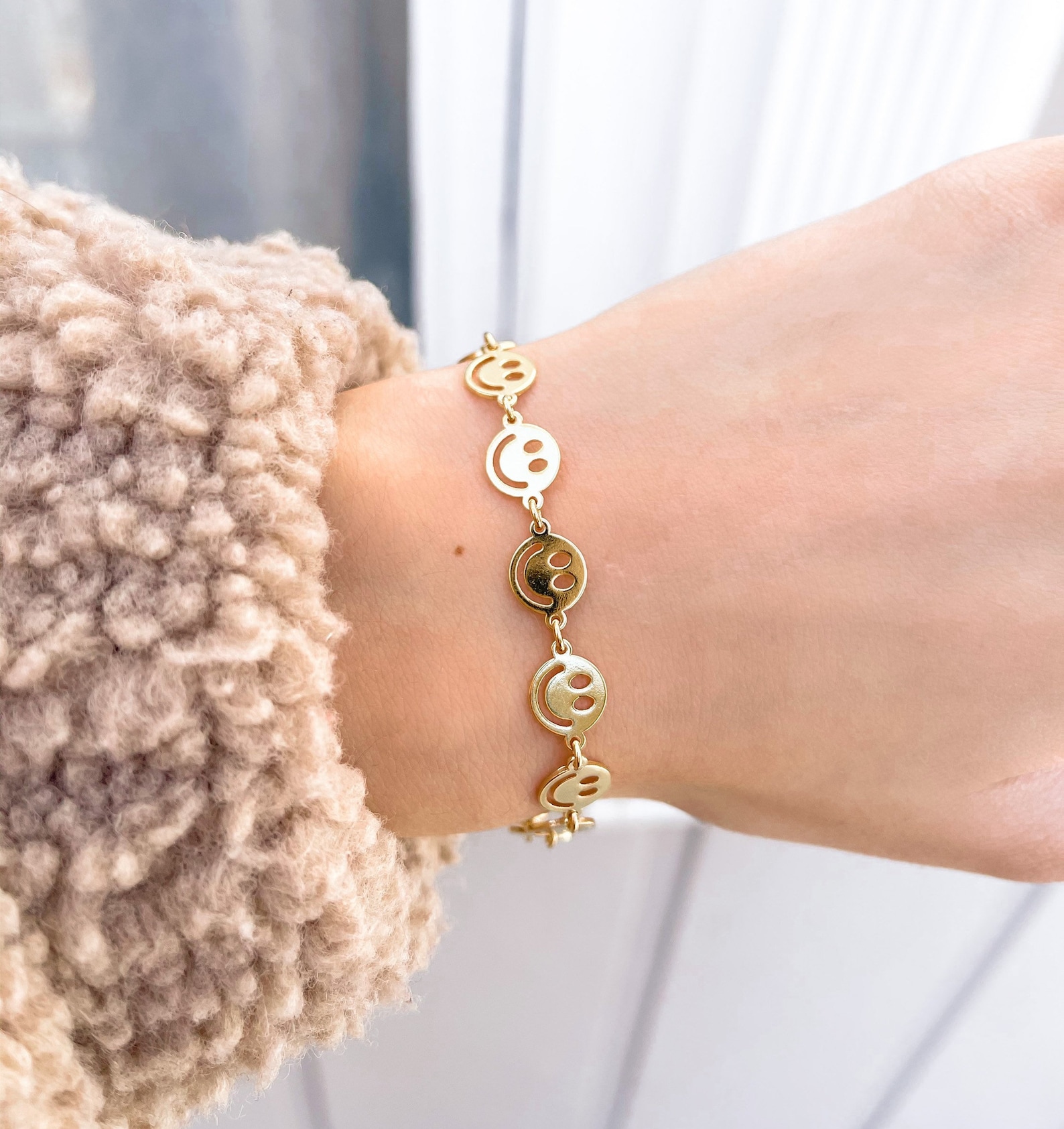 Smiley Face Bracelet | Smiley Face Chain Bracelet,gold Plated Smiley ...