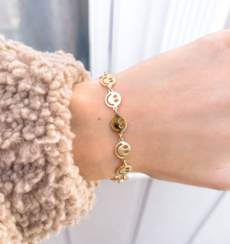 Smiley Face Bracelet | Smiley Face Chain Bracelet,gold Plated Smiley ...