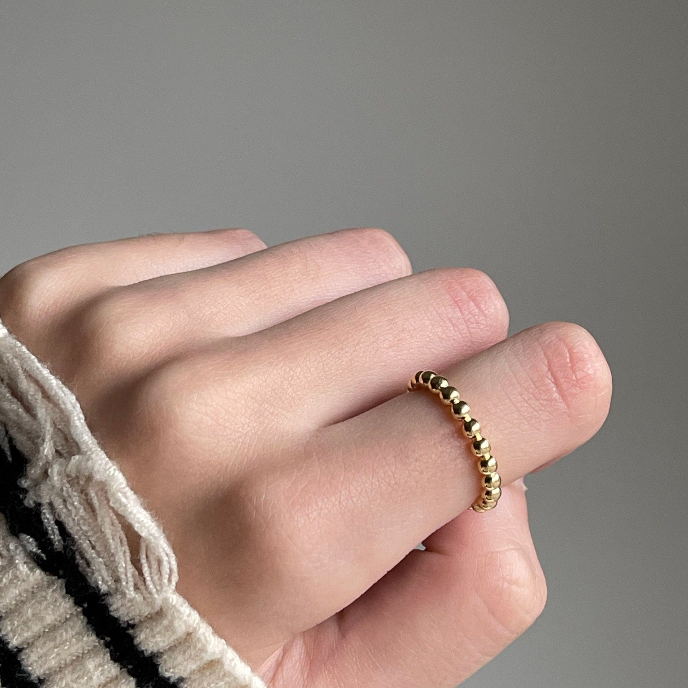 Gold Ball Ring Dainty Ball Band, Gold Minimalist Ring, Layering Ring ...