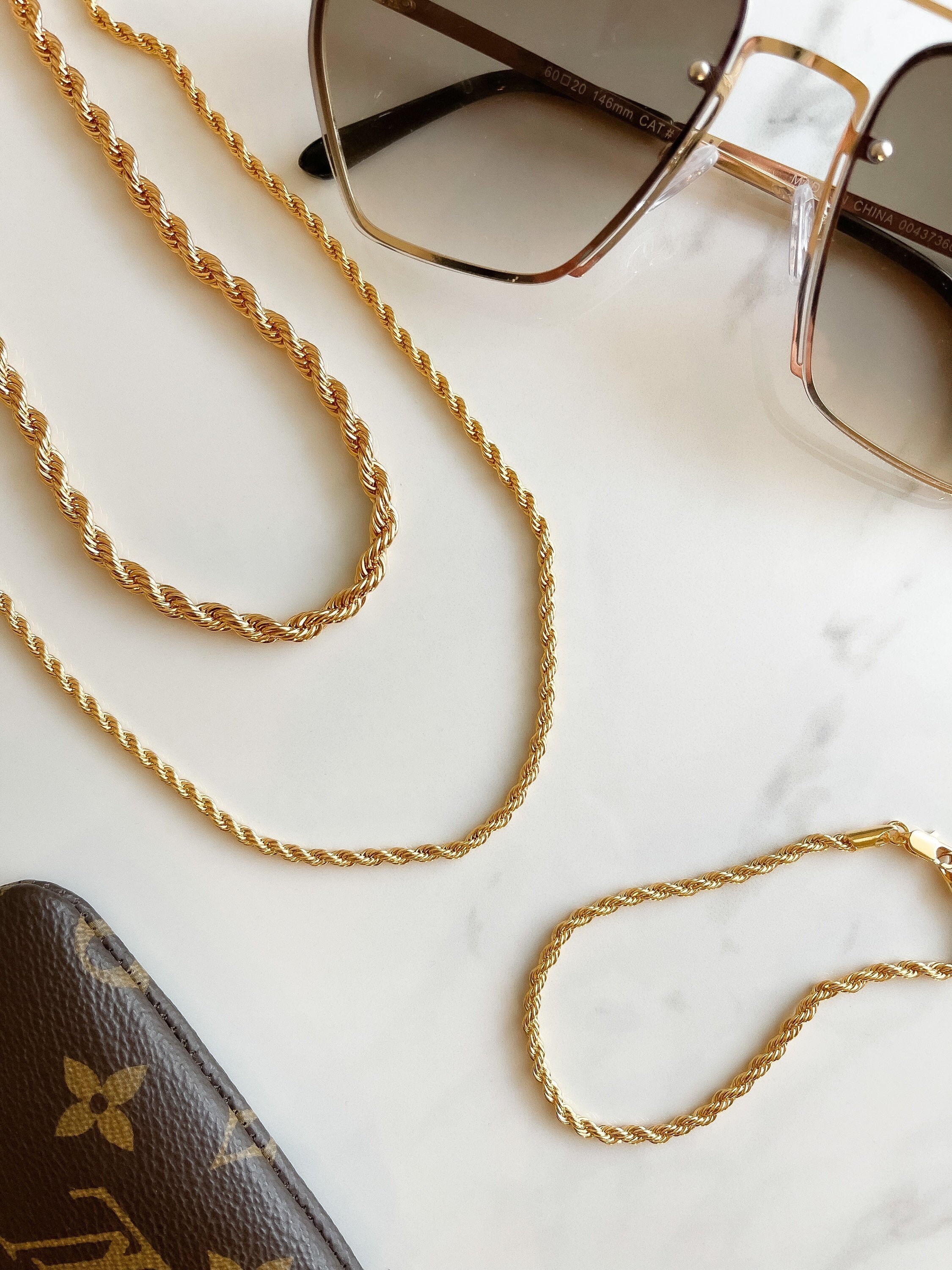 Rope Chain Necklace | Gold Plated Chunky Twisted Chain, Thick Rope Gold ...