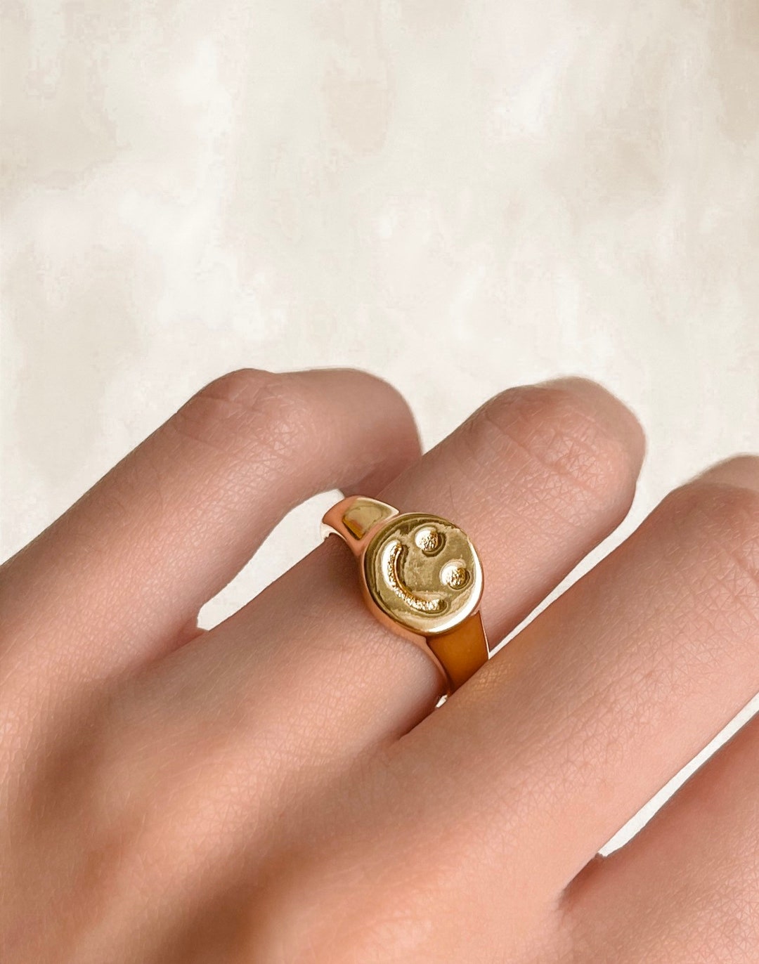 Smiley Face Ring | Smile Ring, Happy Face Ring, Adjustable Back Ring ...