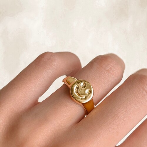 Smiley Face Ring Smile Ring Happy Face Ring Adjustable - Etsy