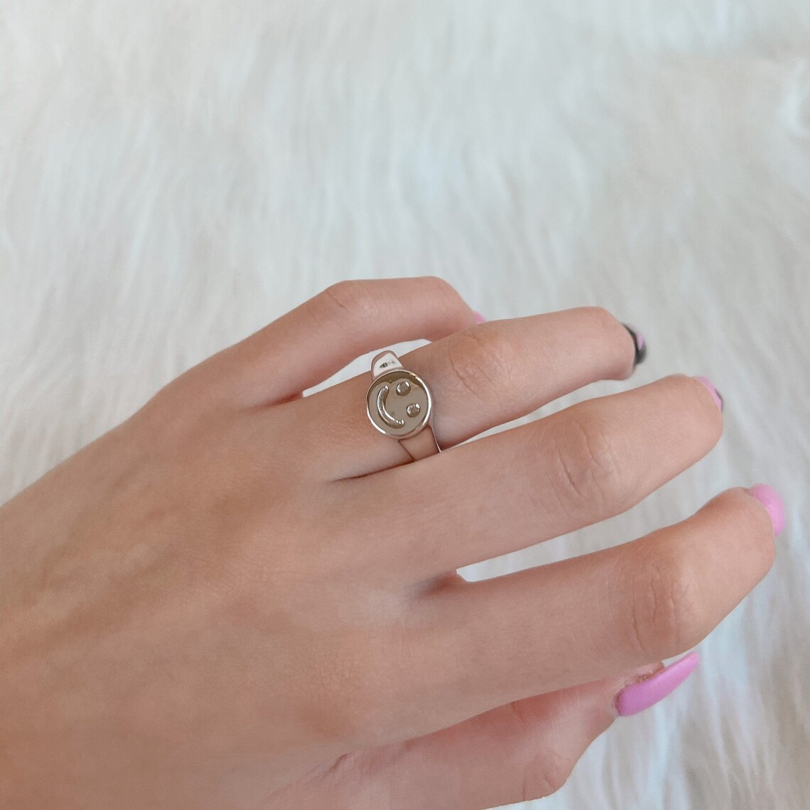 Smiley Face Ring | Smile Ring, Silver Happy Face Ring, Silver ...