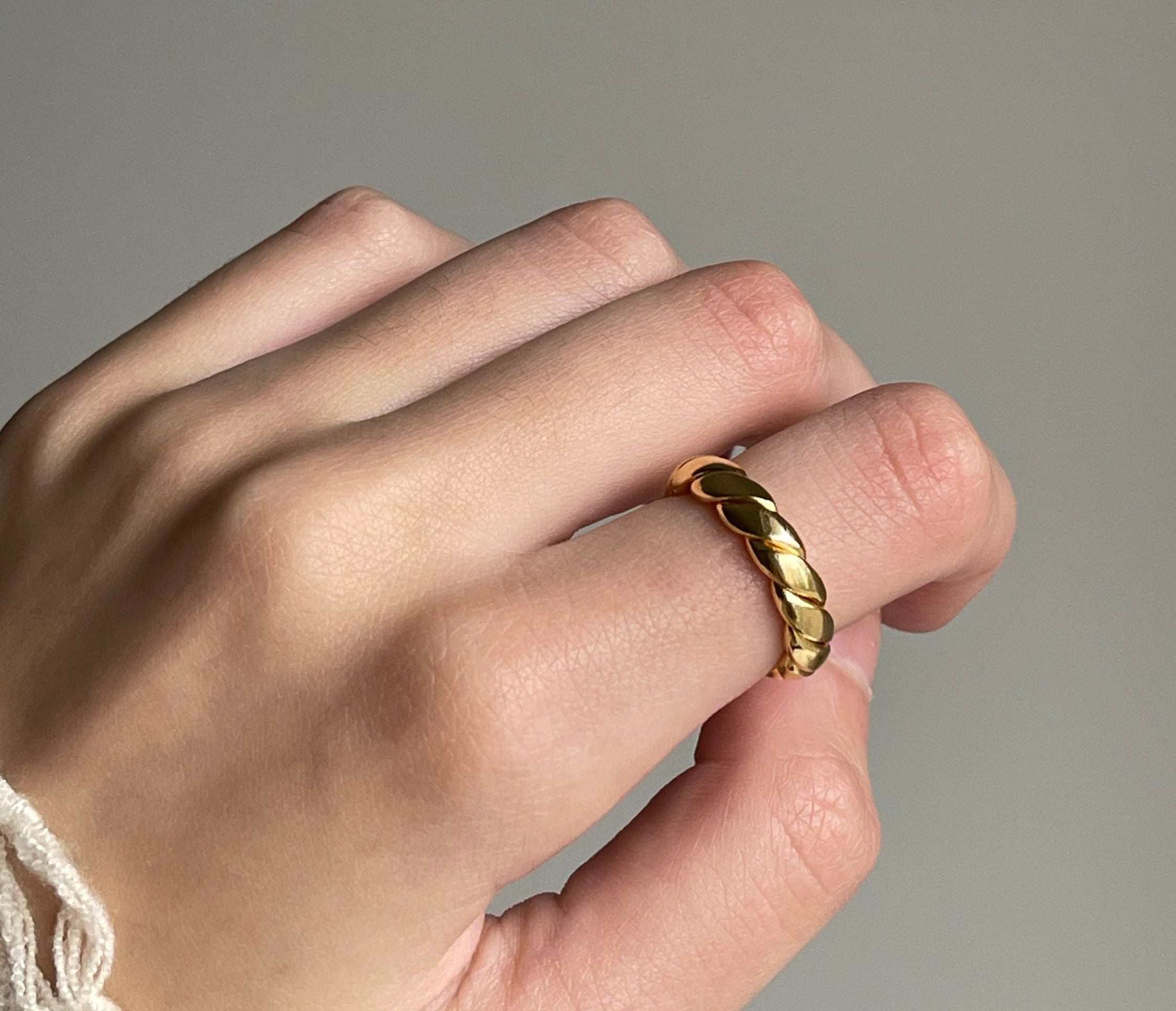 French Twist Ring, Gold Plated Twist Ring, Minimalist Stackable Ring ...