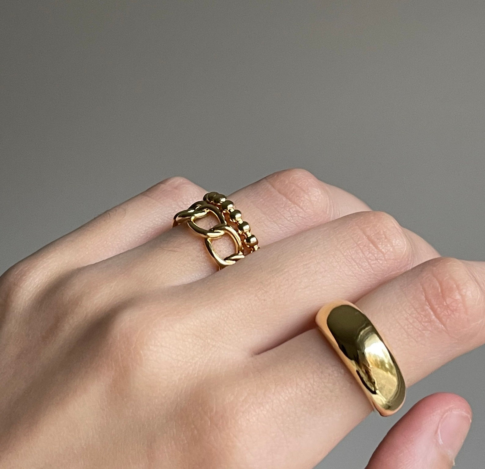 Dome Ring Gold Band Ring Chunky Gold Ring Stacking Rings | Etsy