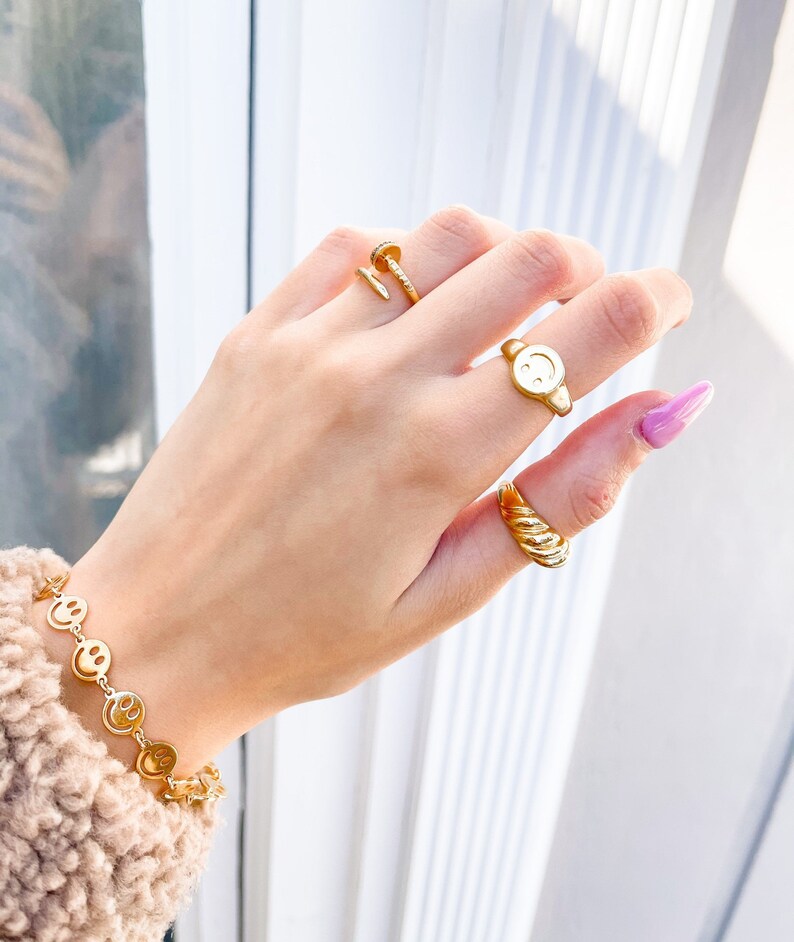 Smiley Face Bracelet | Smiley Face Chain Bracelet,gold Plated Smiley ...