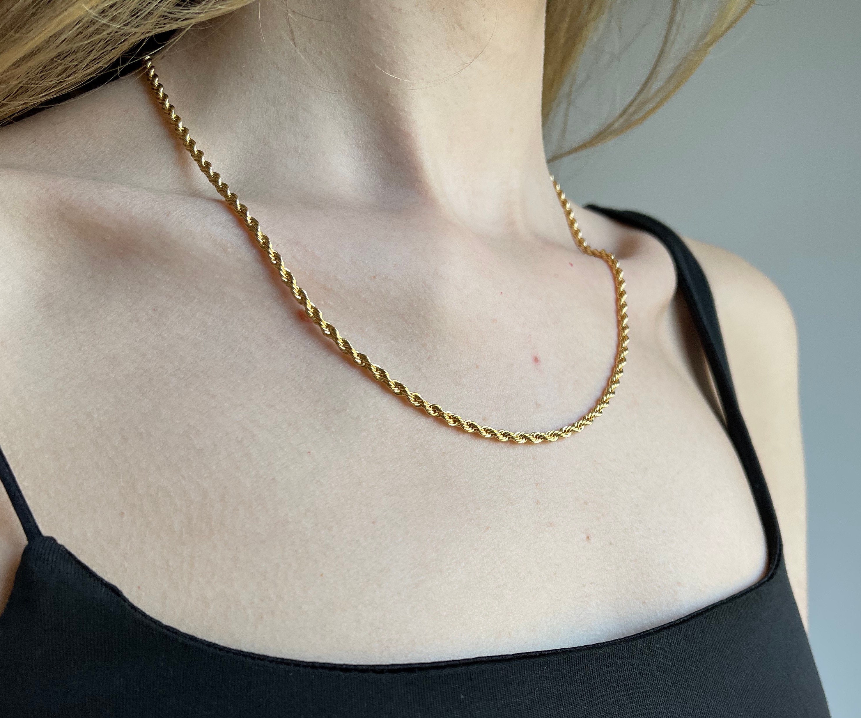 Rope Chain Necklace | Gold Plated Chunky Twisted Chain, Thick Rope Gold ...