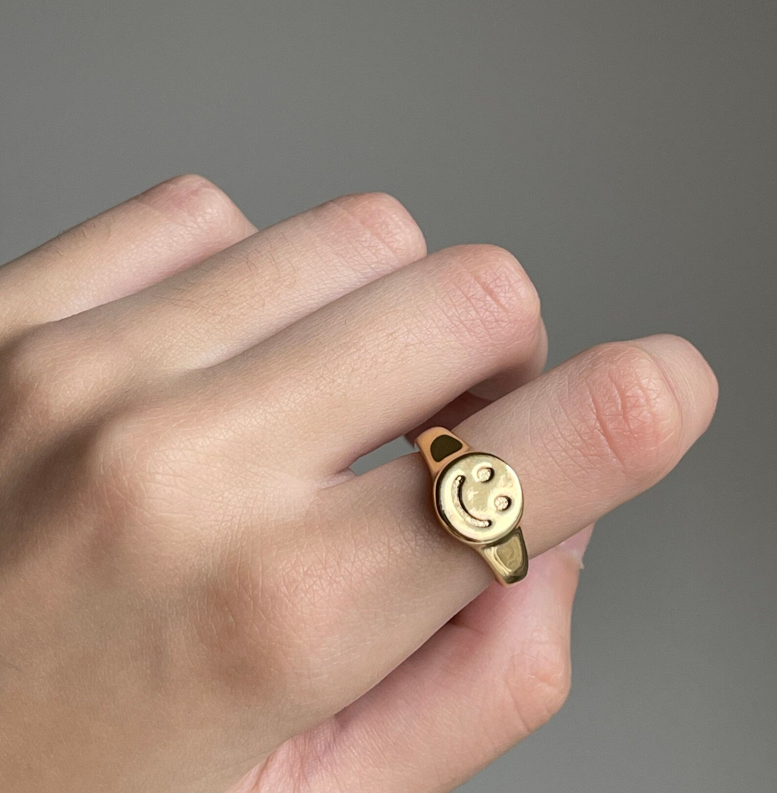 Smiley Face Ring | Smile Ring, Happy Face Ring, Adjustable Back Ring ...