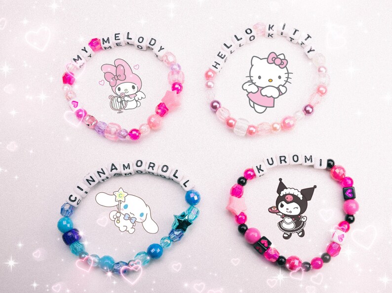 Cute Sanrio Bracelets Hello Kitty Kuromi My Melody | Etsy