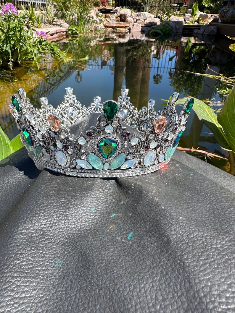 Stunning Full Crown, Green Rhinestones - Etsy