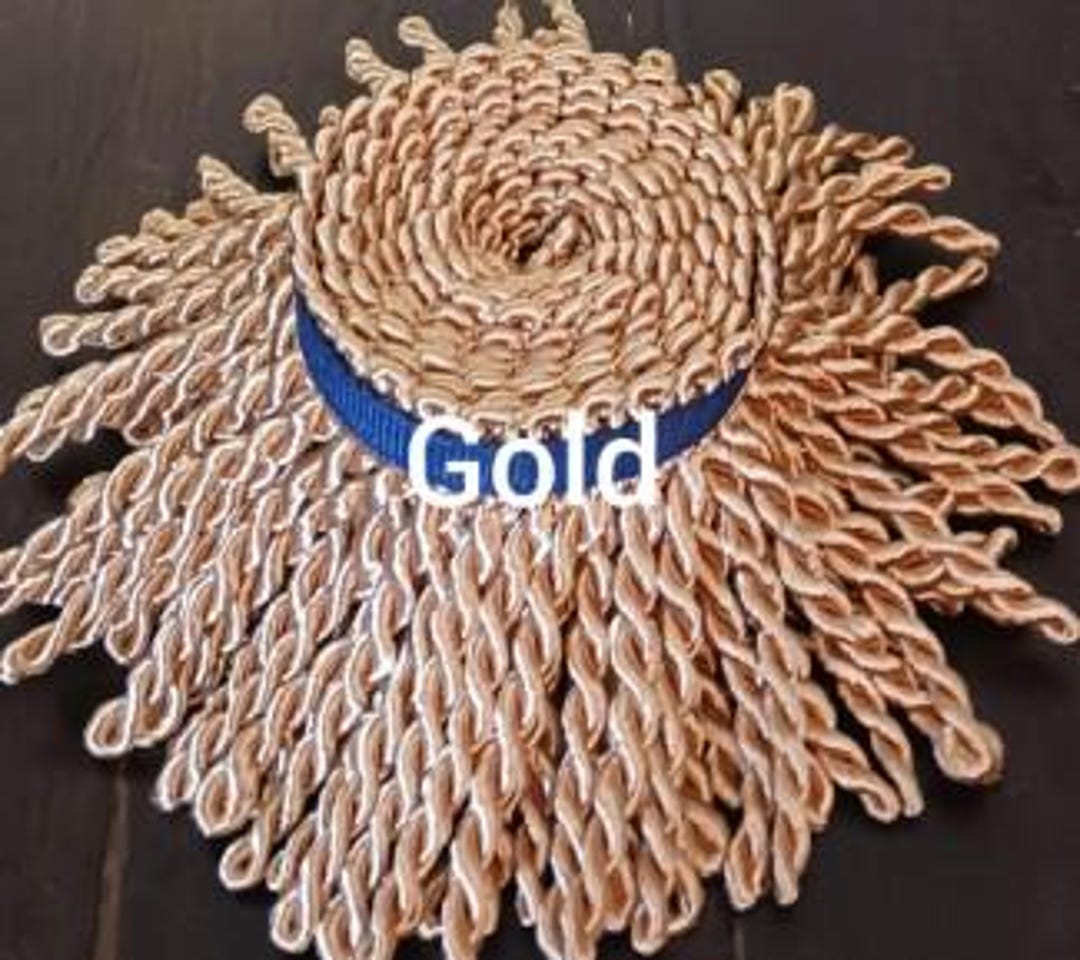Gold Pre-sewn Fringe W/ Border of Blue - Etsy