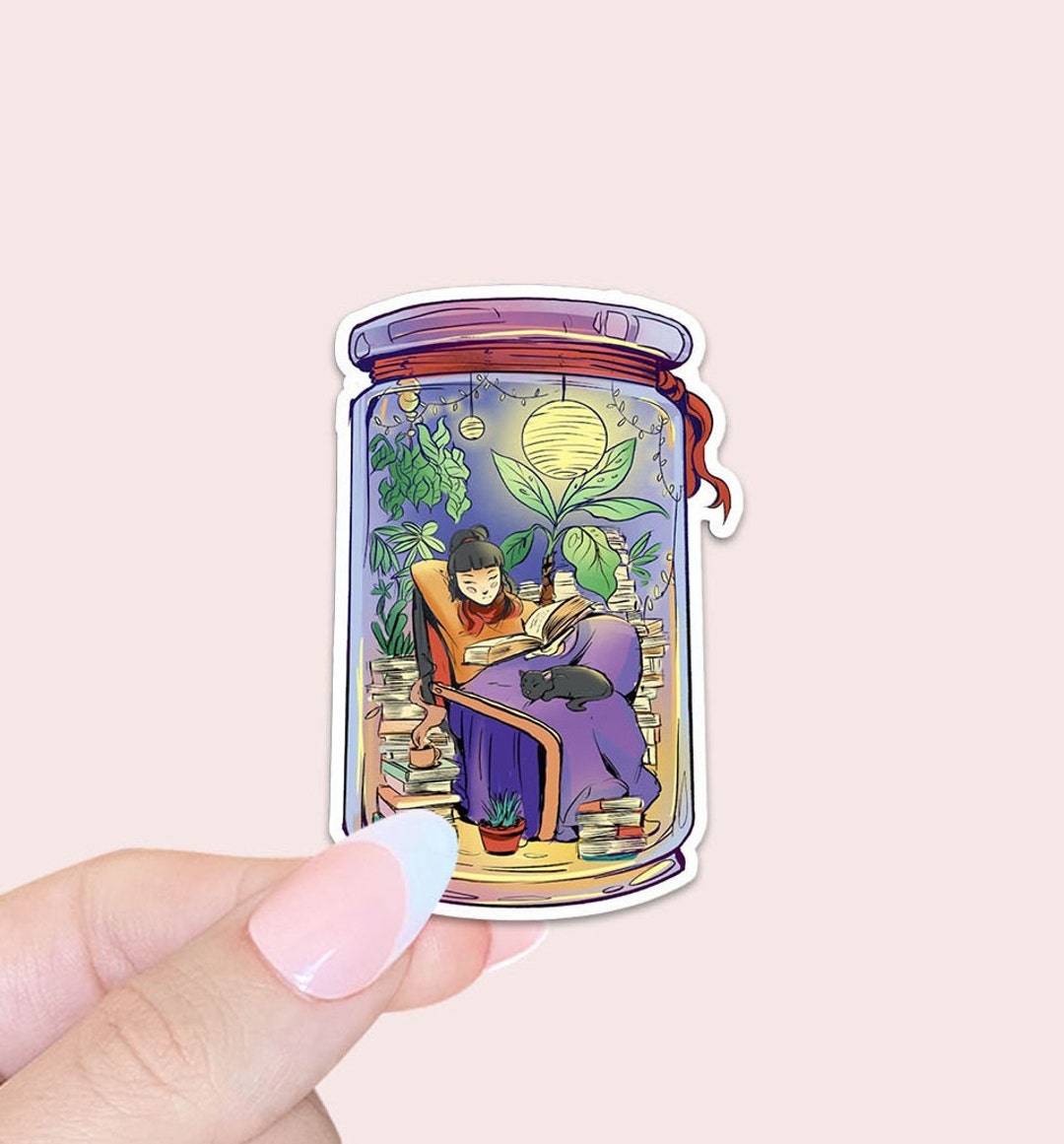 Girl Reading Sticker Bookish Sticker Book Lover Gift - Etsy