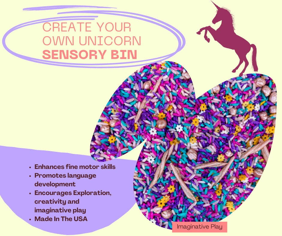 Unicorn Sensory Bin Filler, Unicorn Sensory Filler, Colored Rice ...
