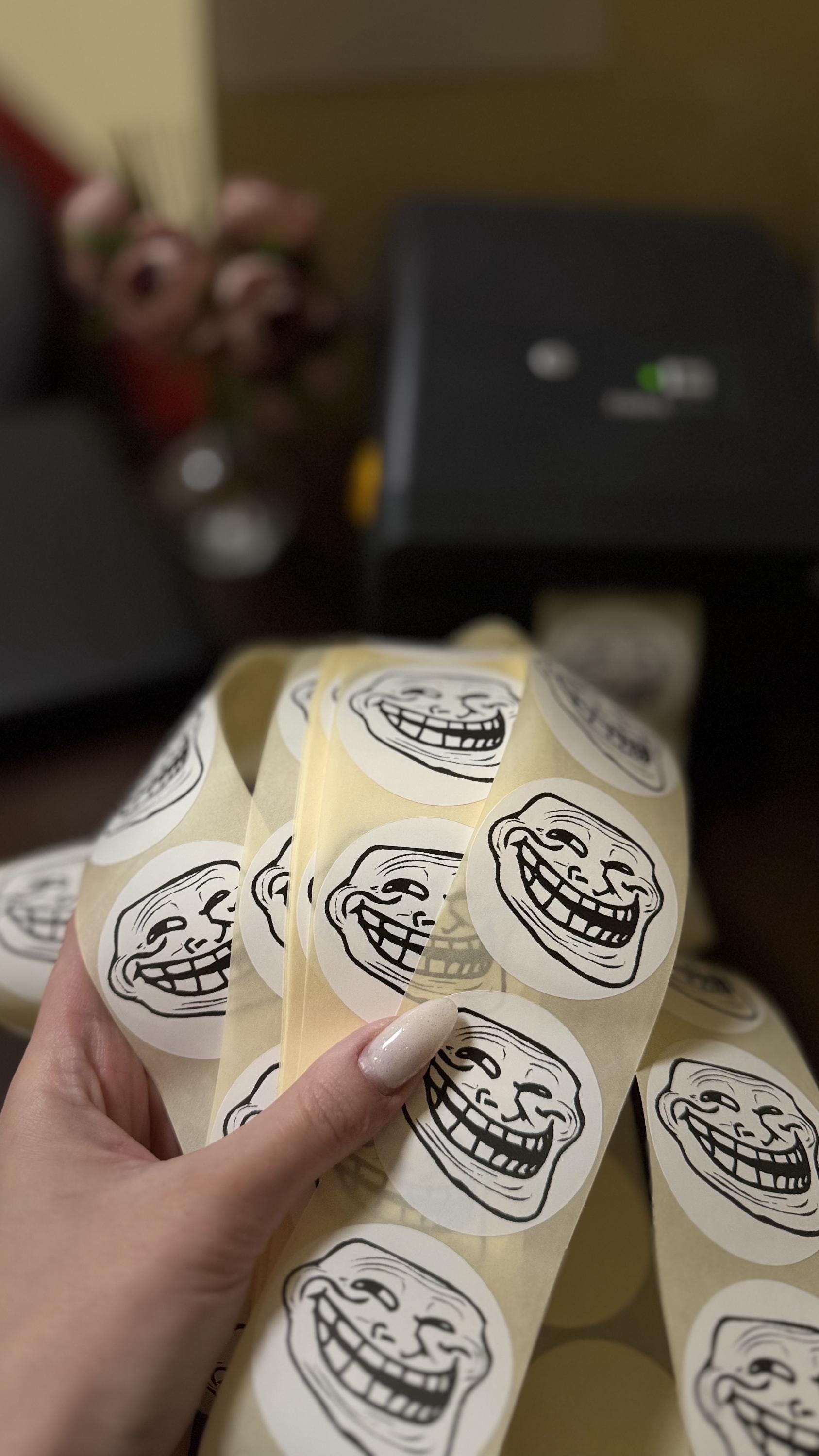 Pack Stickers TROLL FACE MEME 50-500 Gag Prank Sticker Face Meme Decal ...