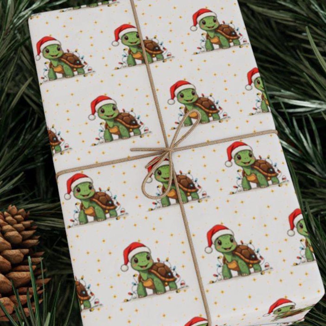 Turtle Christmas Wrapping Paper, Tortoise Gift Wrap - Etsy