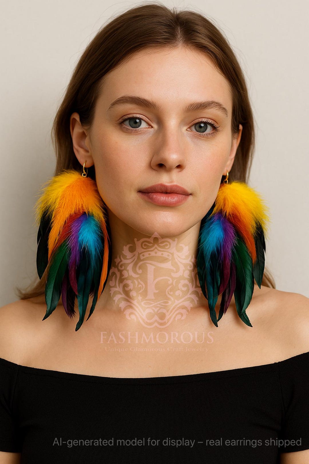 Rainbow Feather Earrings Pride Month Statement Jewelry Colorful Boho ...