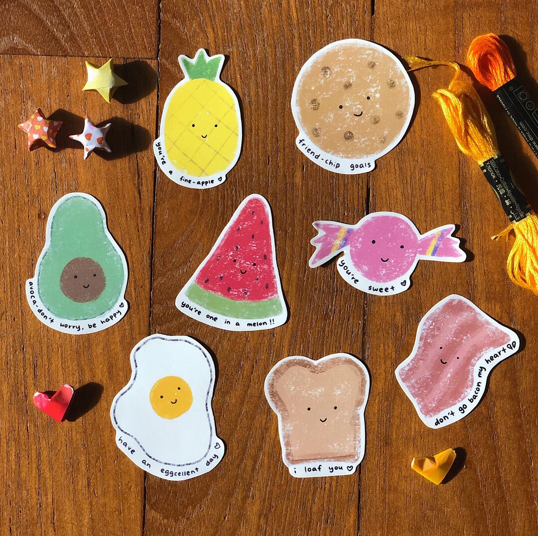 Food Pun Sticker Set - Etsy