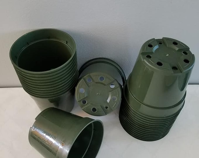 4.5 Green Round Pots/ Plastic Plant Pots - Etsy