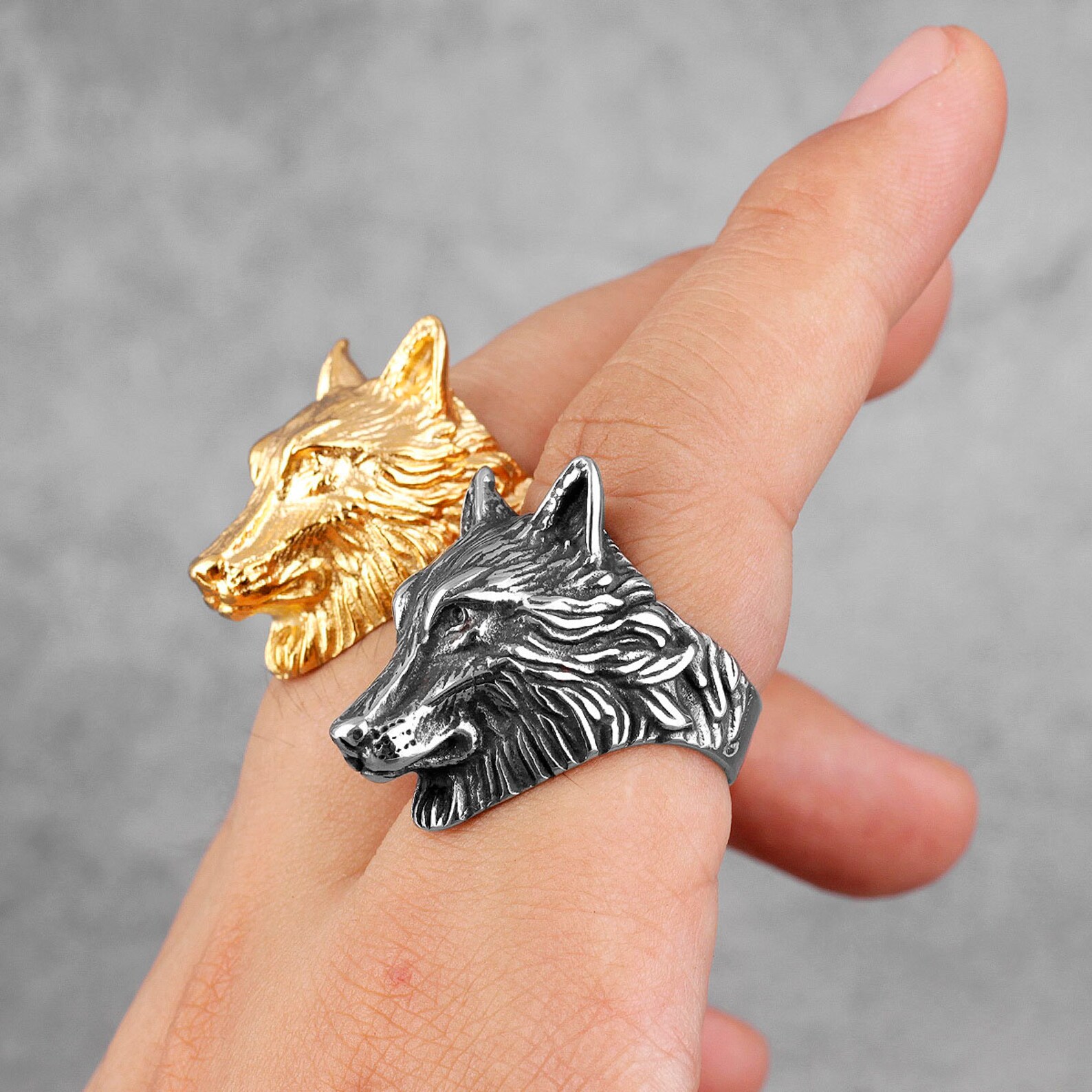 Wolf Ring. Stainless Steel Signet. Animal Rings. Alpha Wolf. | Etsy