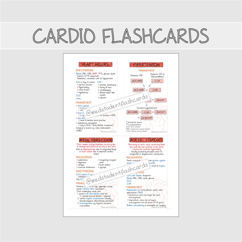 Cardiovascular Medicine Flashcards PDF - Etsy Israel