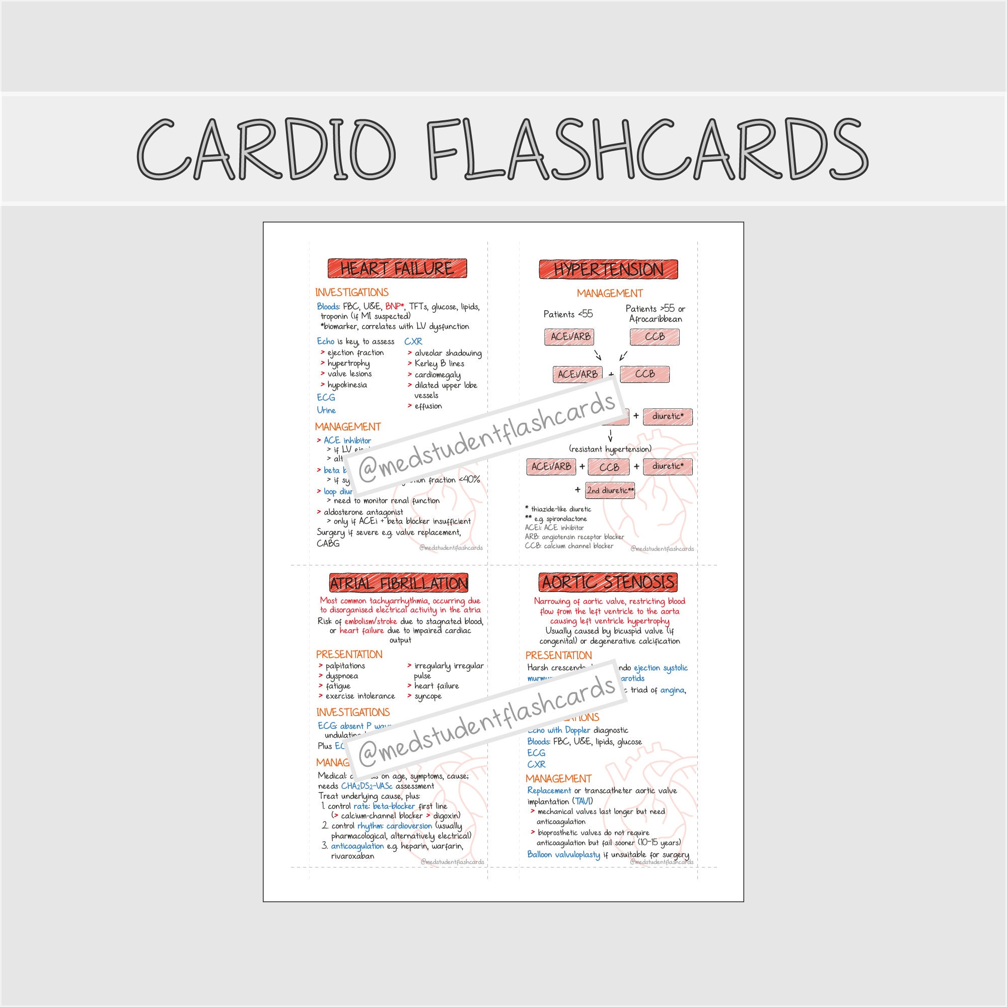 Cardiovascular Medicine Flashcards PDF - Etsy