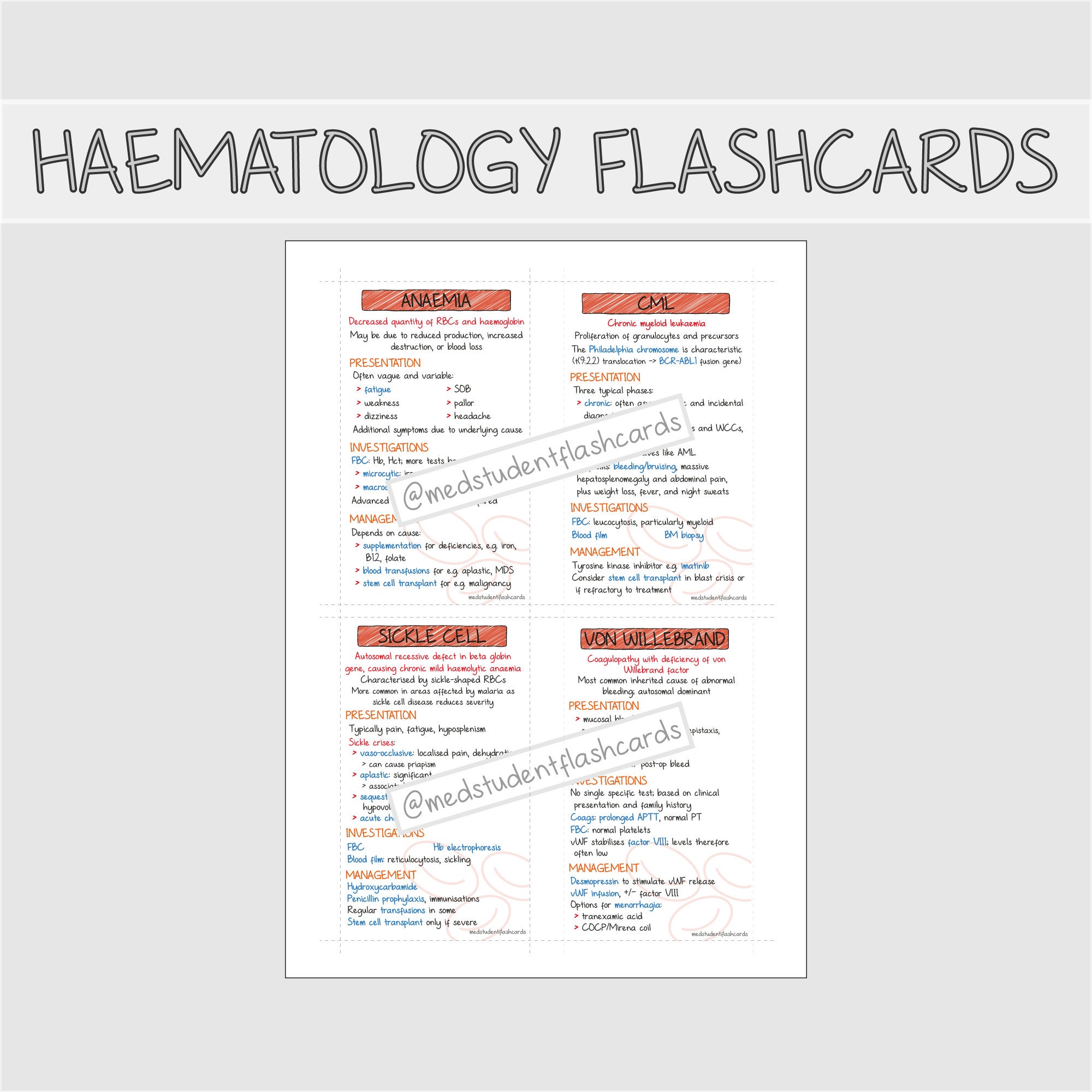 Haematology Medicine Flashcards PDF - Etsy