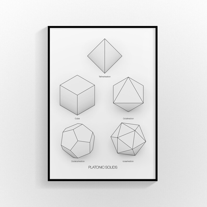 Platonic Solids Polyhedra Geometric Print on High Quality Fine Art ...