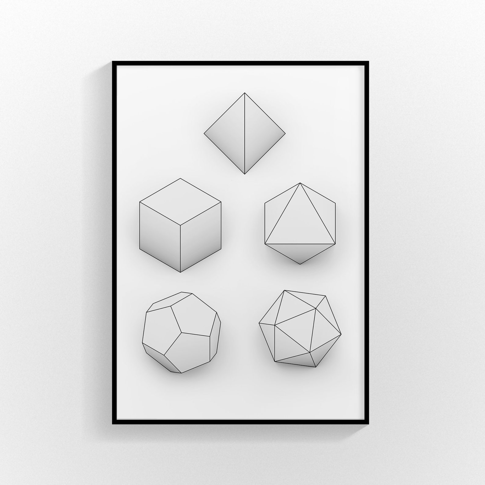 Platonic Solids Polyhedra Geometric Print on High Quality Fine Art ...