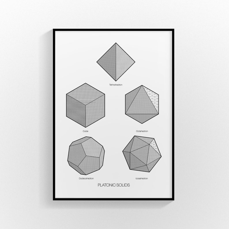 Platonic Solids Polyhedra Geometric Print on High Quality Fine Art ...