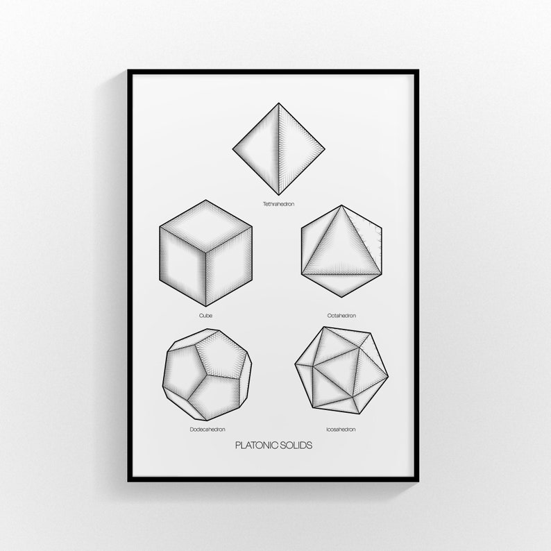 Platonic Solids Polyhedra Geometric Print on High Quality Fine Art ...