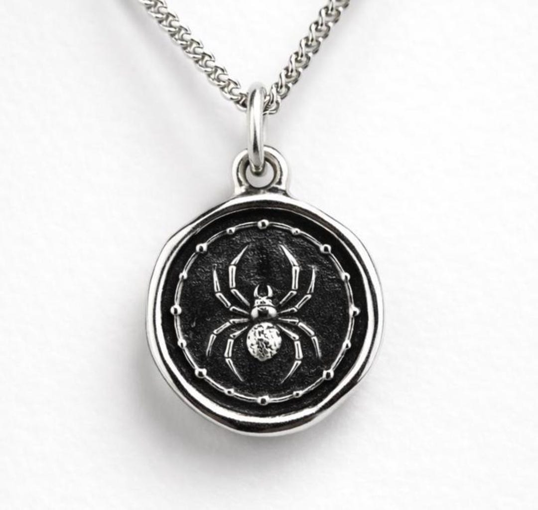 Spider Wax Seal Solid Silver Pendant: Handmade Talisman Necklace ...