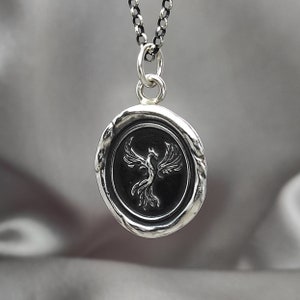 Phoenix Resurrection Pendant, Firebird Wax Seal Necklace, Handmade ...