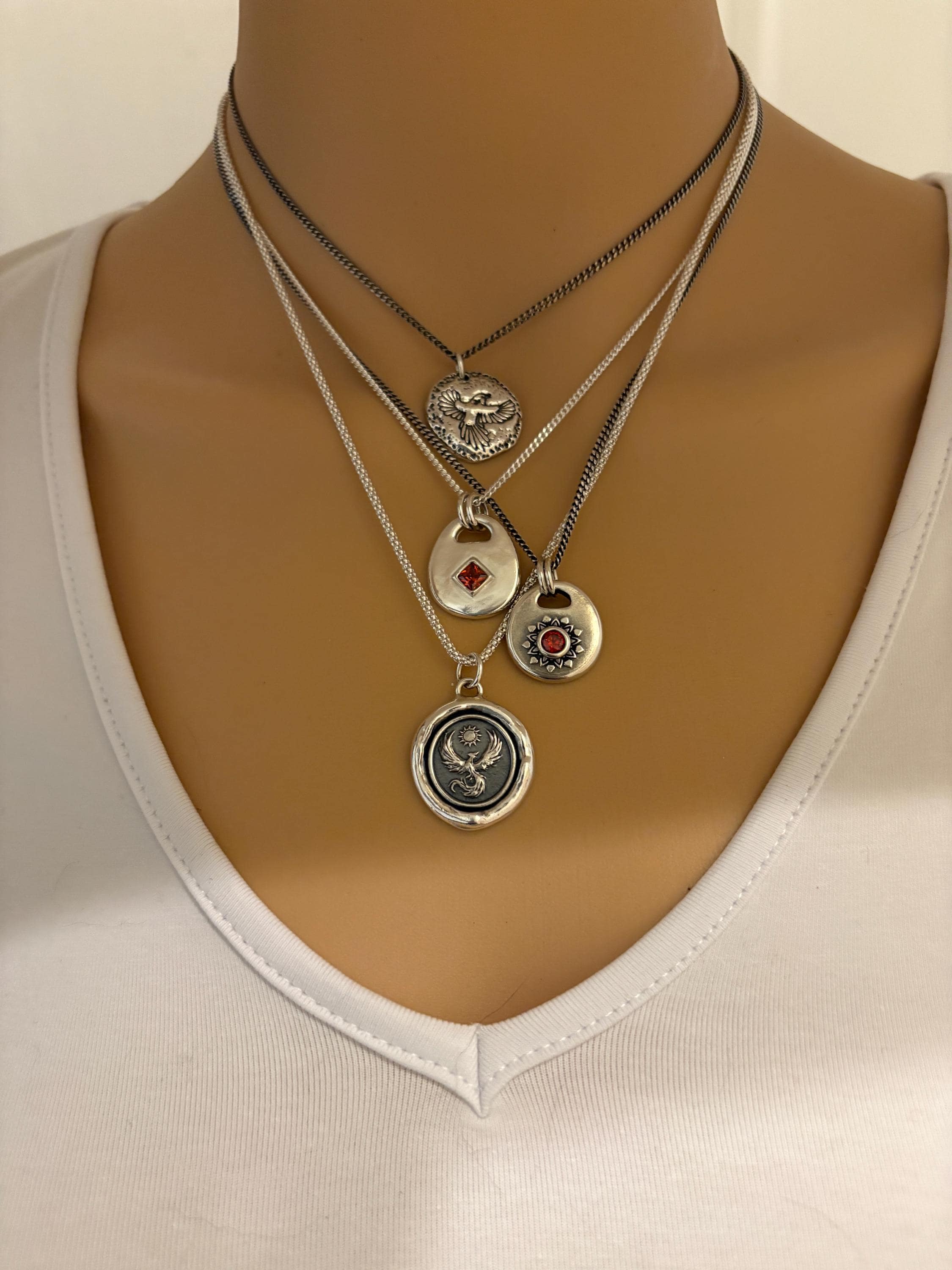 Unique Teardrop Silver Pendant Necklace, Handmade Silver Charm ...