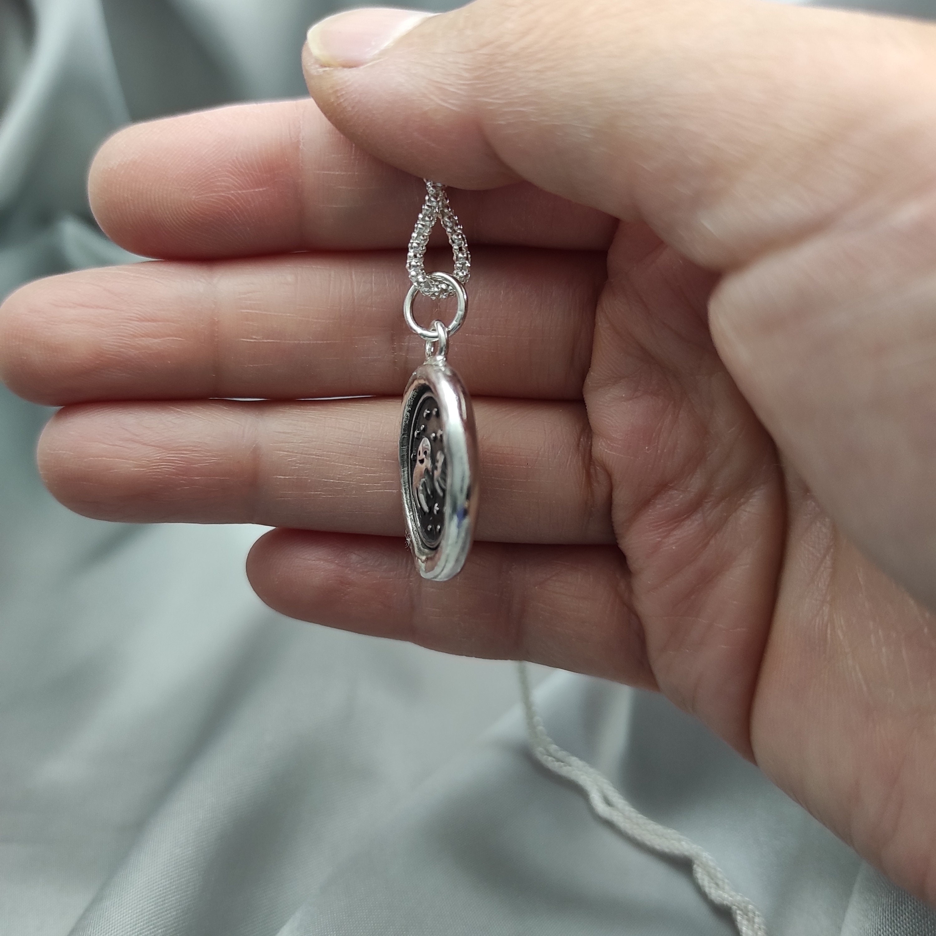 Spooky Ghost Wax Seal Necklace: Solid Silver Halloween Talisman ...