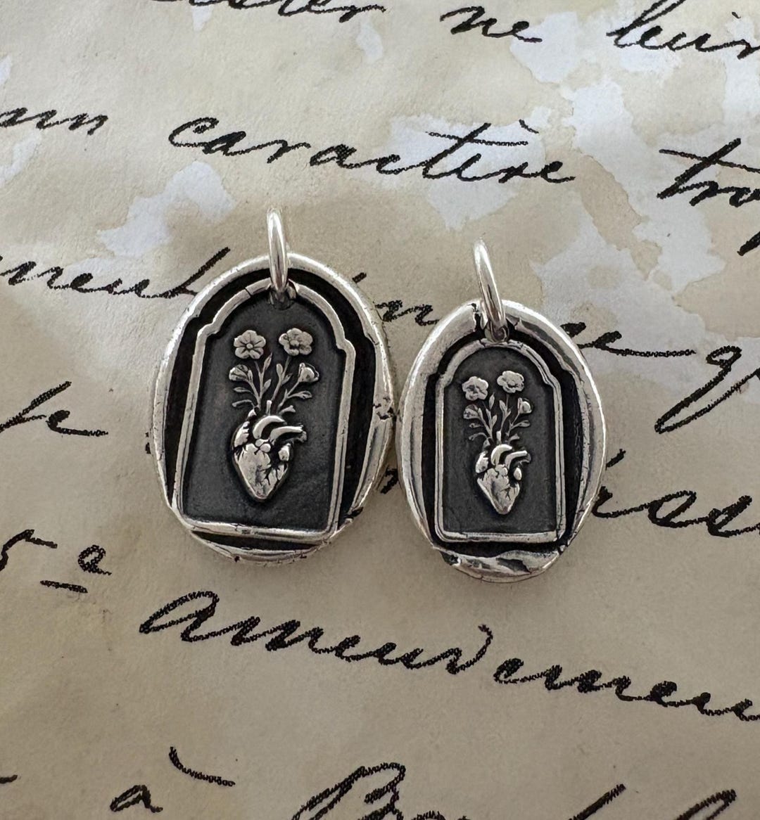 Solid Silver Flaming Heart Pendant: Sacred Religious Jewelry, Liliane ...