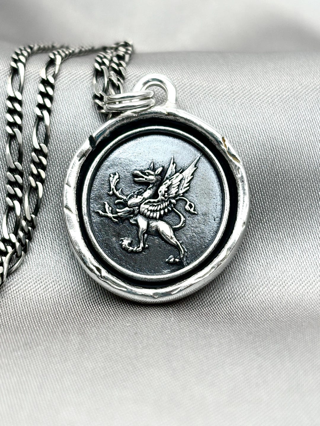 Griffin Wax Seal Necklace: Solid Silver Talisman, Mythical Jewelry ...