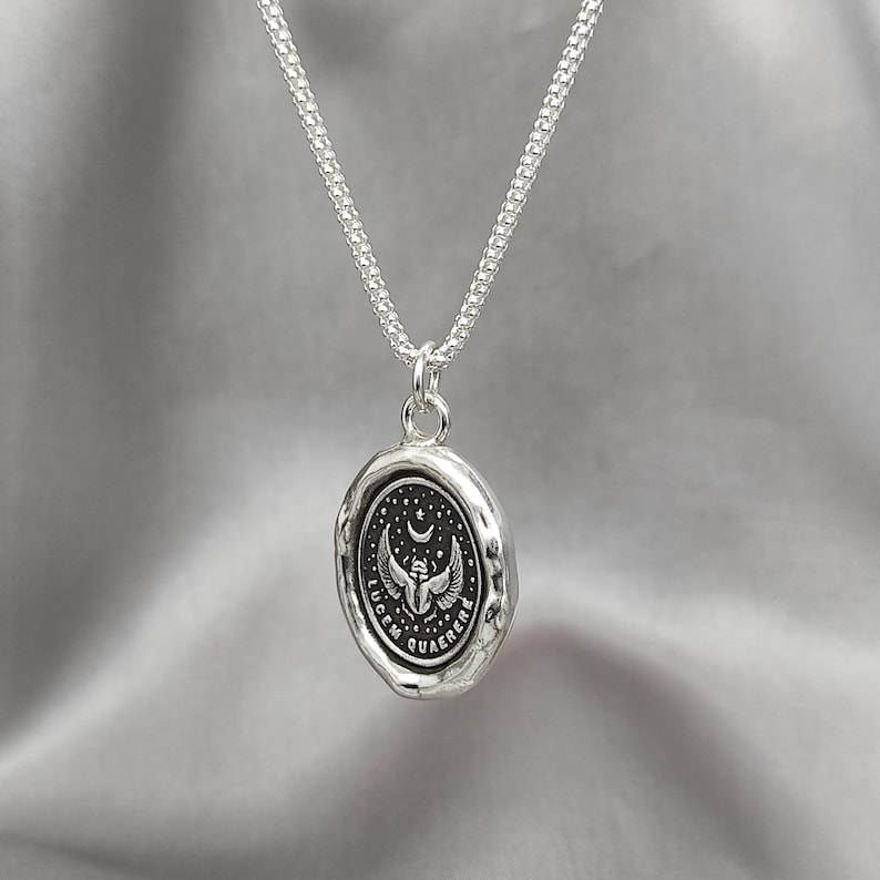 Scarab Beetle Solid Silver Necklace: Celestial Wax Seal Talisman ...