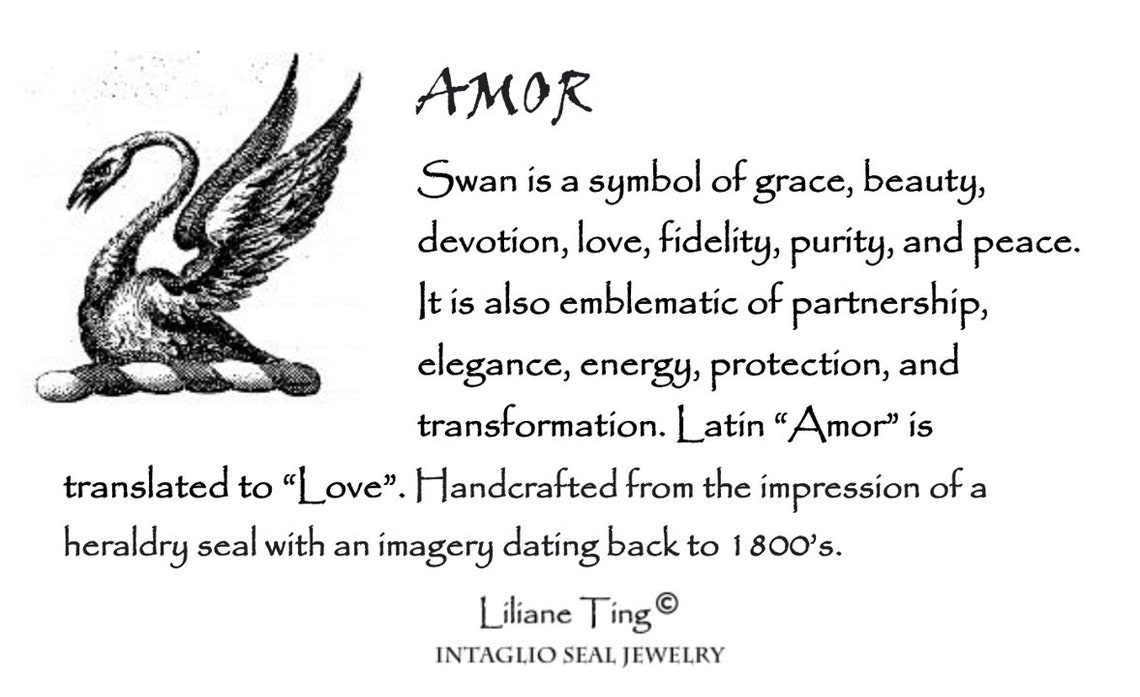 Swan Amor Love Wax Seal Necklace Pendant Handmade Sterling - Etsy