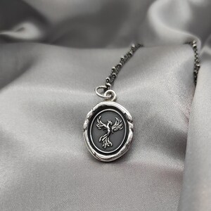 Phoenix Resurrection Pendant, Firebird Wax Seal Necklace, Handmade ...