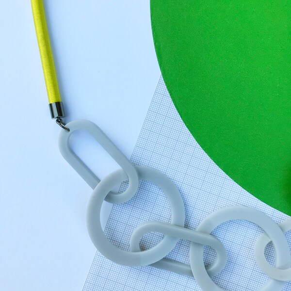 Yellow Grey Necklace - Etsy