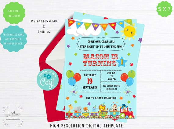 Editable Circus Invitation Circus Invitation Circus Birthday | Etsy