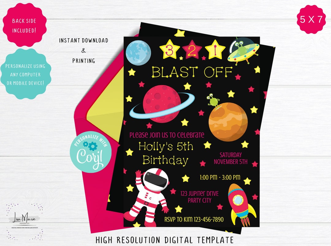 Astronaut Invitation, Astronaut Invite, Space Invitation, Space Invite ...