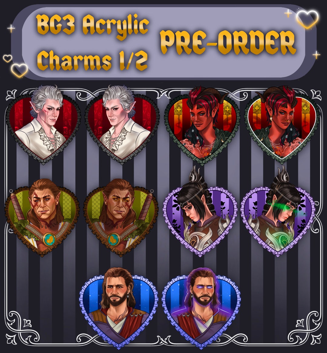BG3 Heart Acrylic Charms PREORDER 1/2 - Etsy