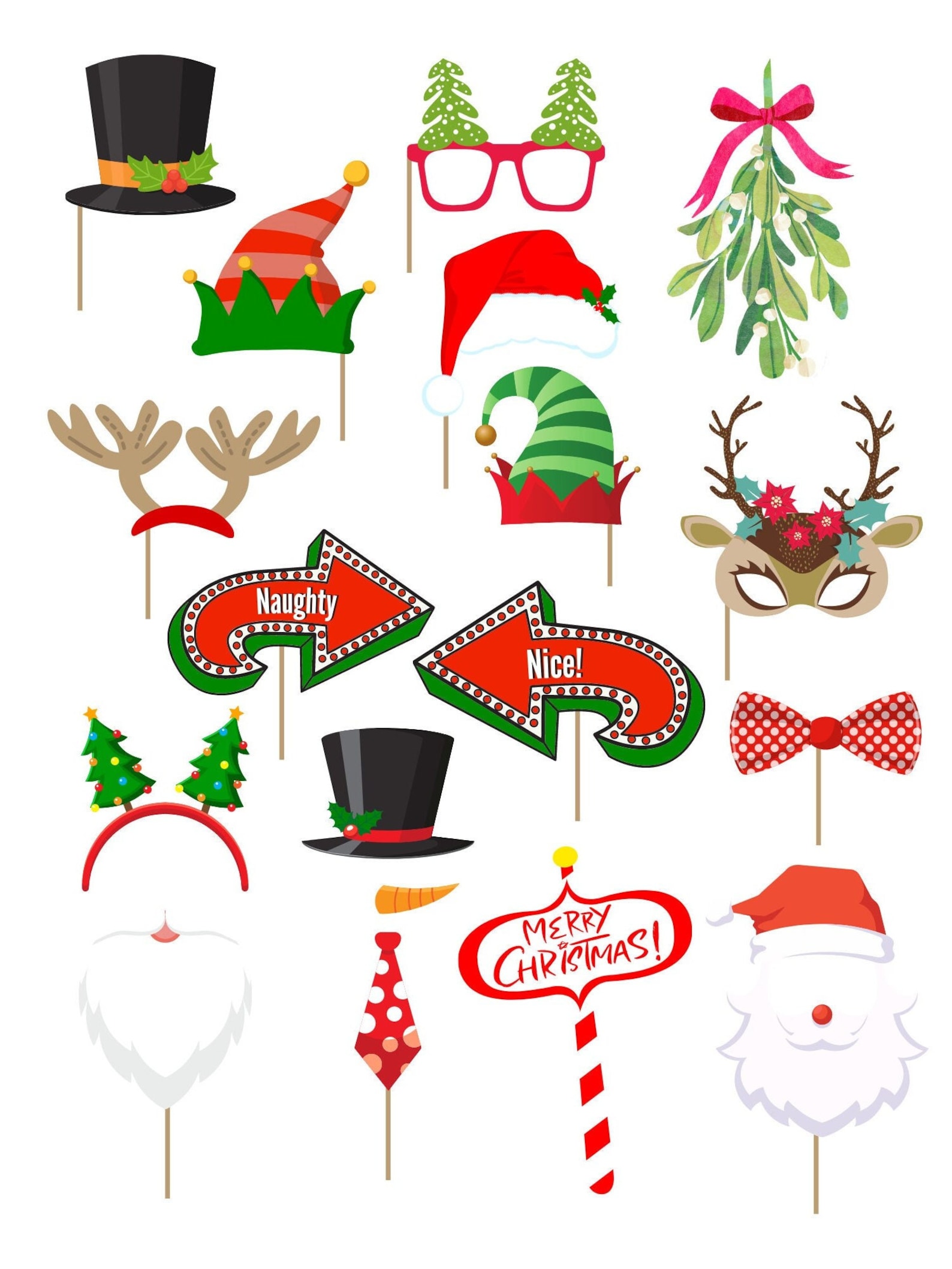 Printable Christmas Photo Booth Props - Christmas Party Props -xmas ...