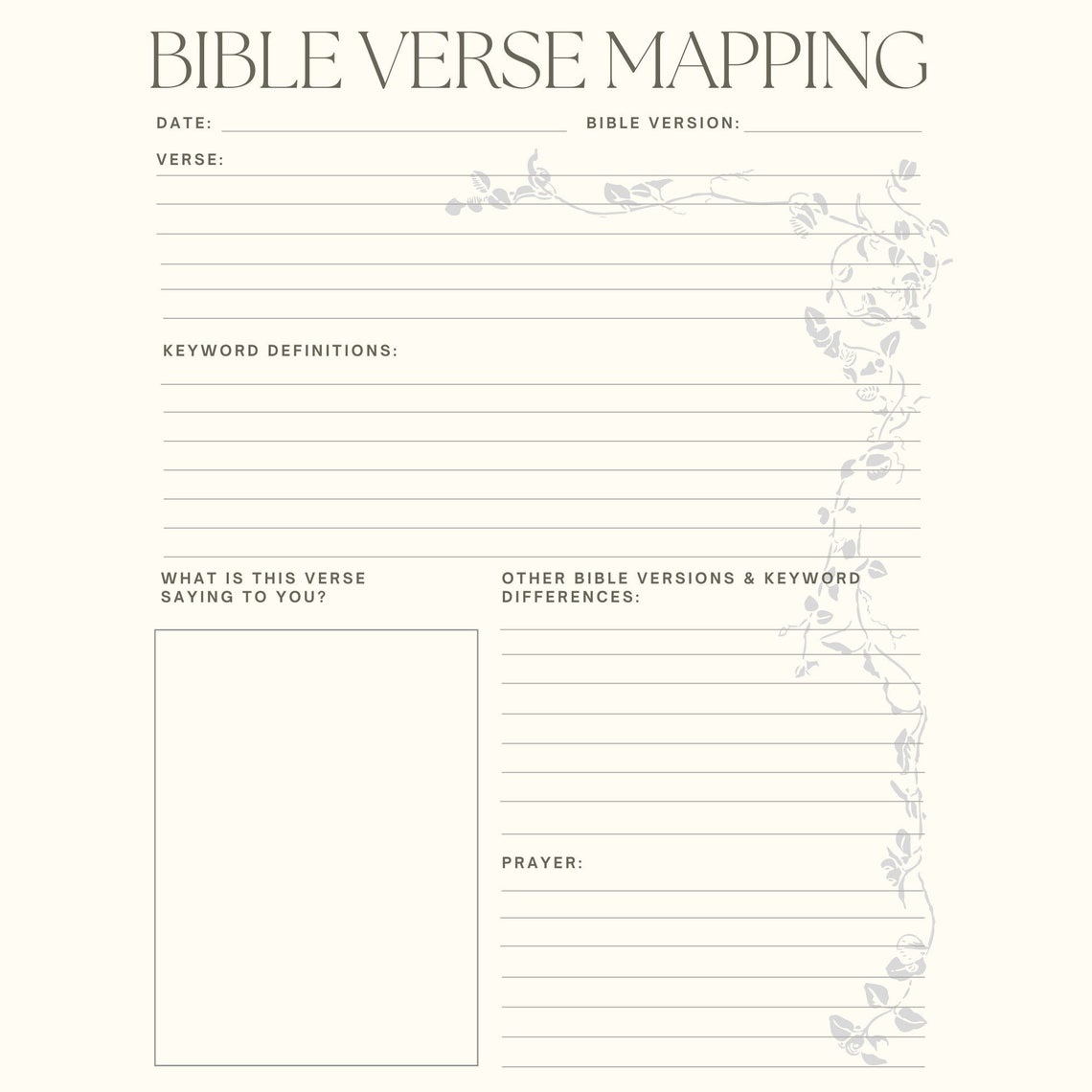 Printable Bible Verse Mapping Worksheet, Bible Study Tool (8.5x11 ...
