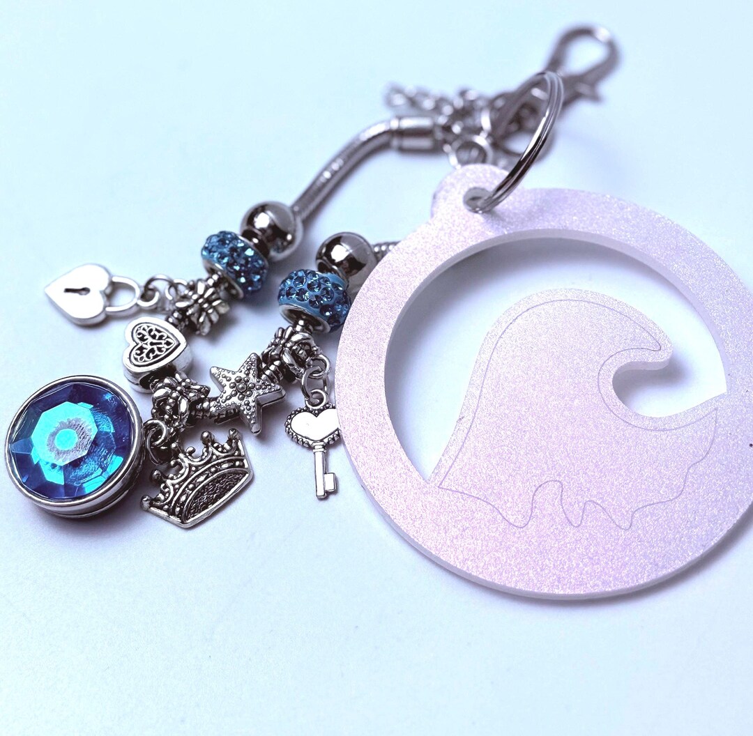 Pink Glitter Ocean Wave Bag Charm: Mermaidcore Purse Keychain - Etsy