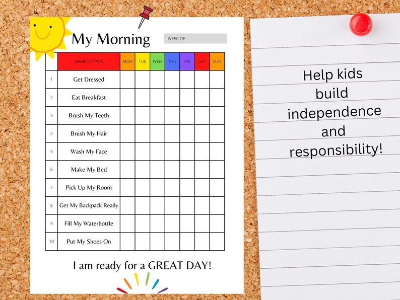 Printable Morning Routine for Kids, Instant Download. Morning Checklist ...