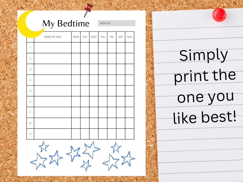 Printable Bedtime Routine for Kids, Instant Download. Bedtime Checklist ...