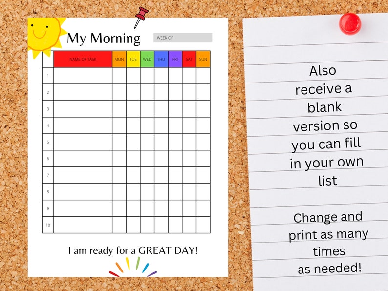 Printable Morning Routine for Kids, Instant Download. Morning Checklist ...